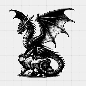 Vintage Dragon PNG, Fantasy Dragon Illustration Digital Sublimation POD ...