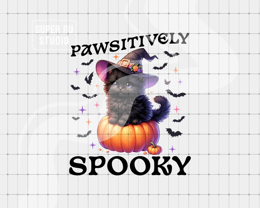 Pawsitively Spooky PNG, Halloween Cat Png, Digital Download, Trendy ...