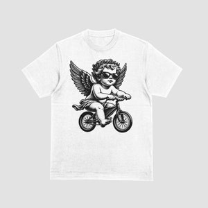 Cherub Angel Riding Bicycle PNG, Funny Graphic Printable, POD Design ...