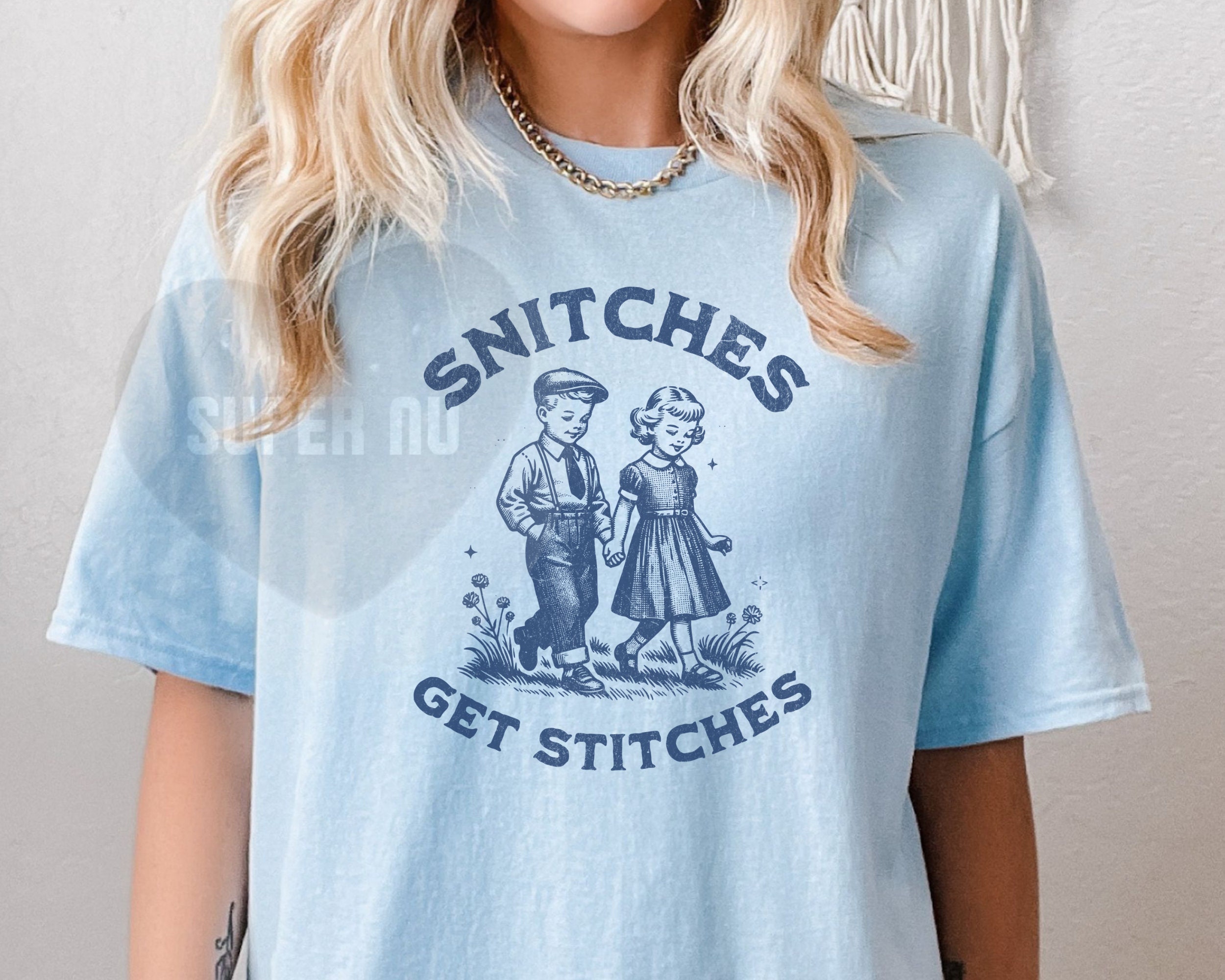 Snitches Get Stitches PNG, Retro Illustration Graphic Printable, POD ...