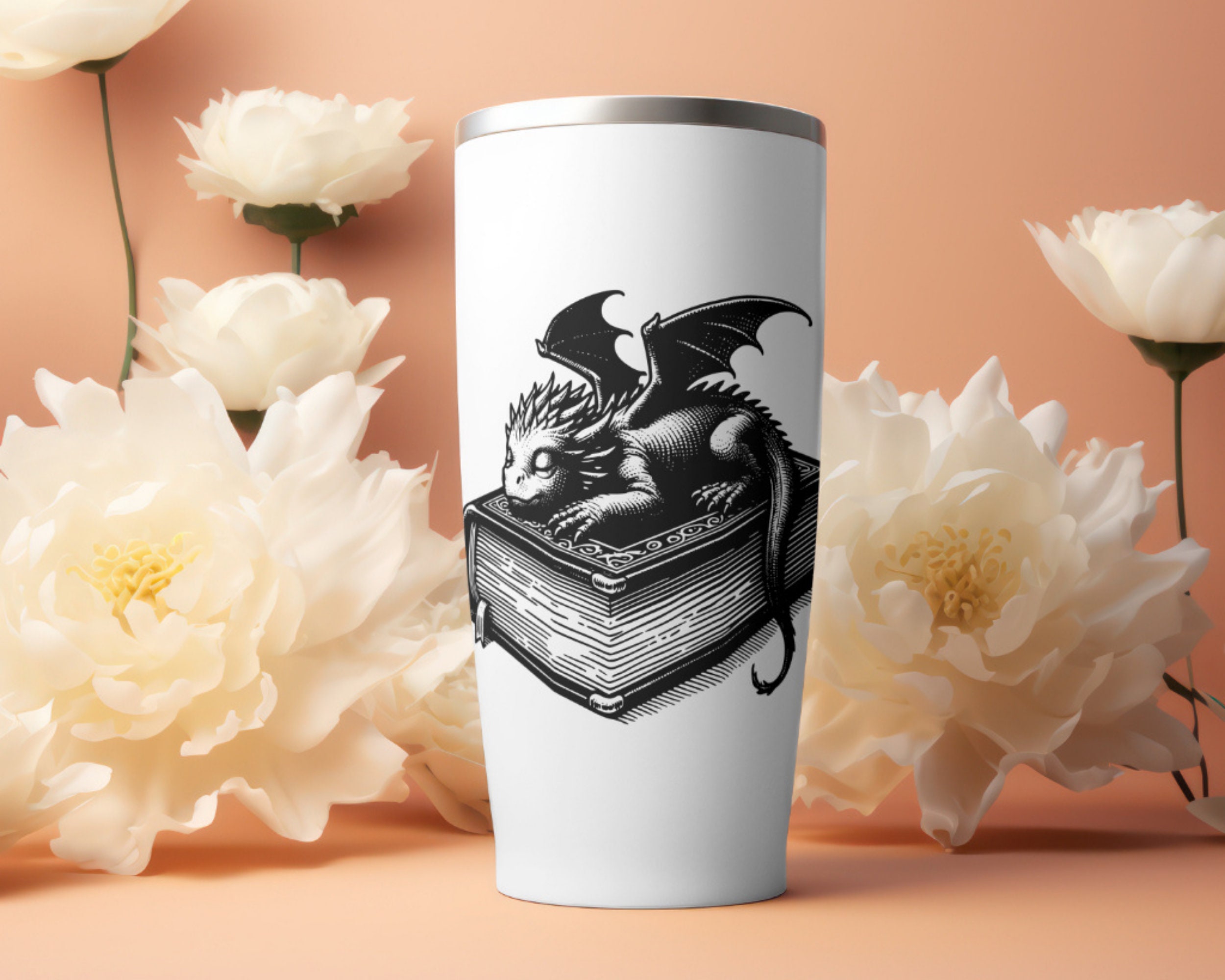 Cottagecore Book Dragon PNG, Fantasy Baby Dragon Printable, Bookworm ...