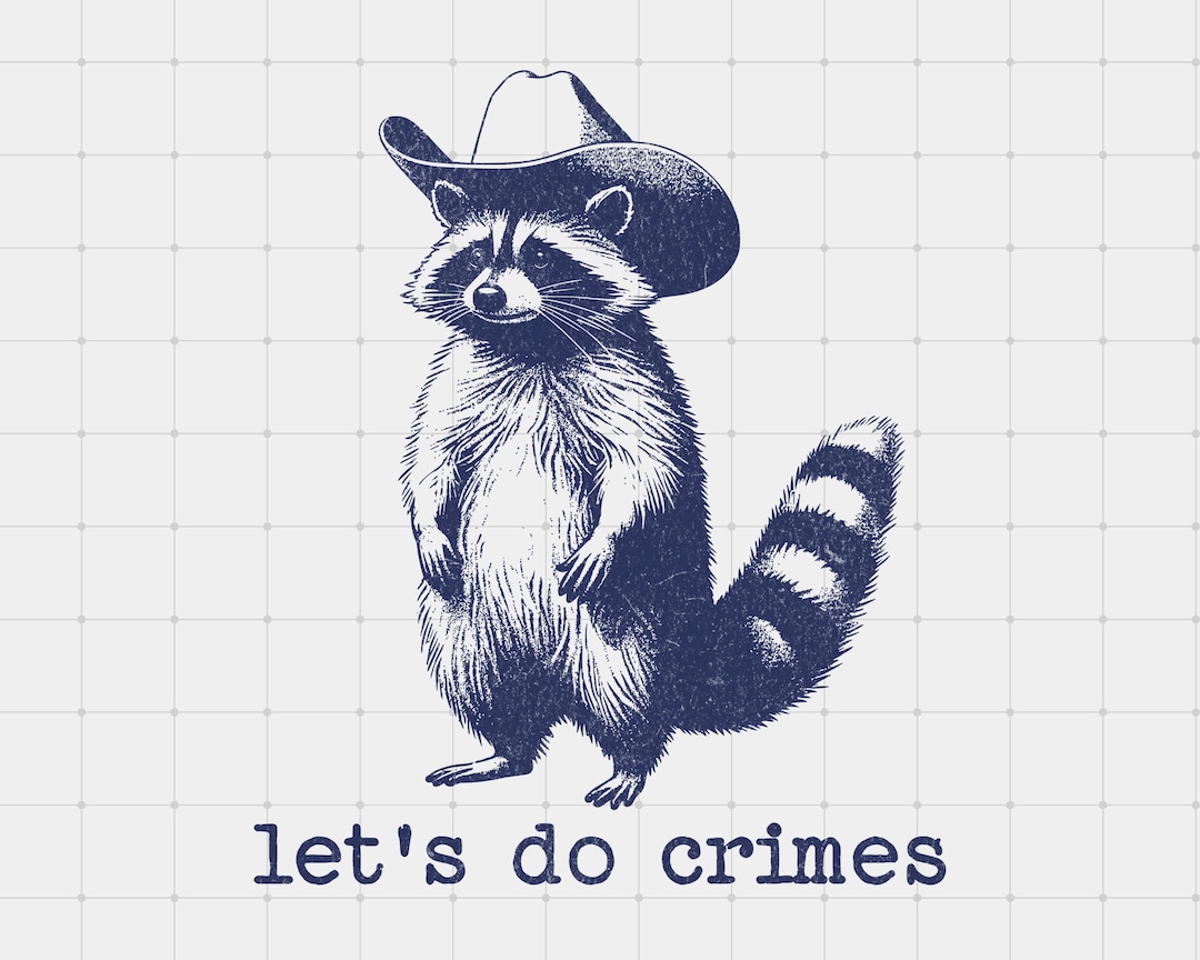 Let's Do Crimes Raccoon PNG, Funny Retro Meme Graphic Printable, POD ...