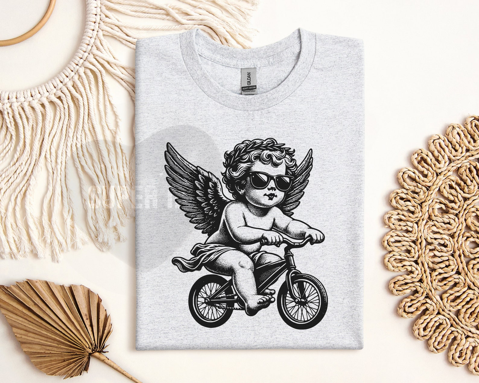 Cherub Angel Riding Bicycle PNG, Funny Graphic Printable, POD Design ...