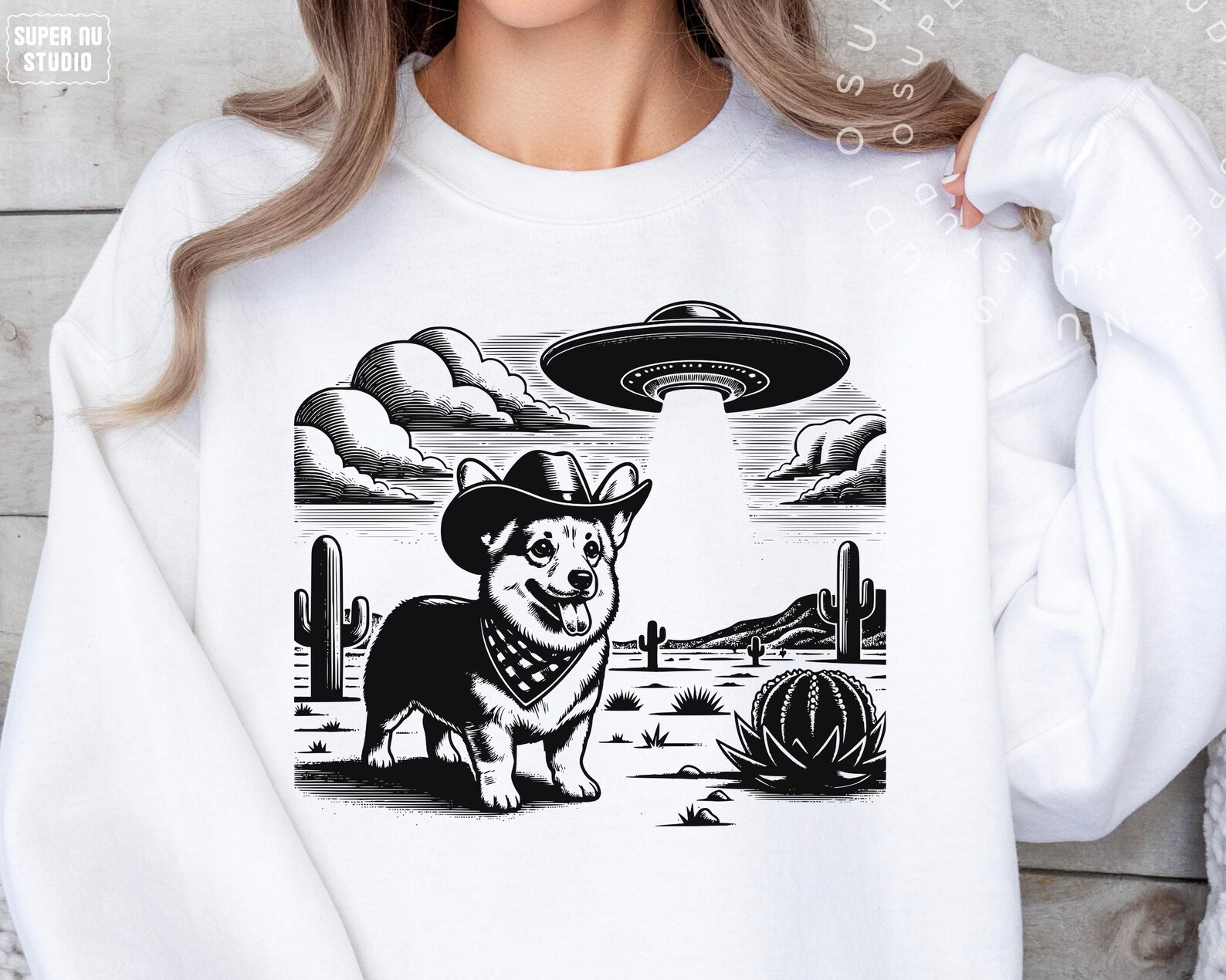 Corgi Cowboy and UFO PNG, Funny Western Alien Png, Cute Funny Corgi Png ...