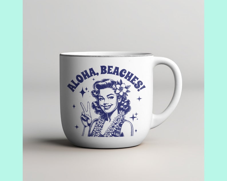 Aloha Beaches PNG, Funny Retro Woman Graphic Printable, POD Design ...