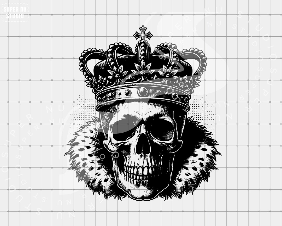 Skeleton With Crown PNG, Retro Sublimation Design Trendy Clipart ...