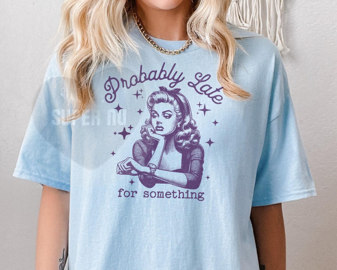 Probably Late for Something PNG, Funny Retro Woman Meme Graphic ...