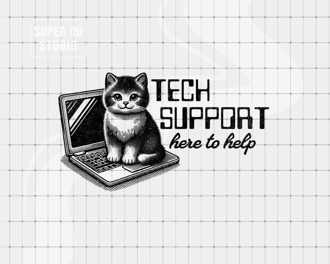 Tech Support Cat PNG, Retro Digital Download, Funny T Shirt Design ...