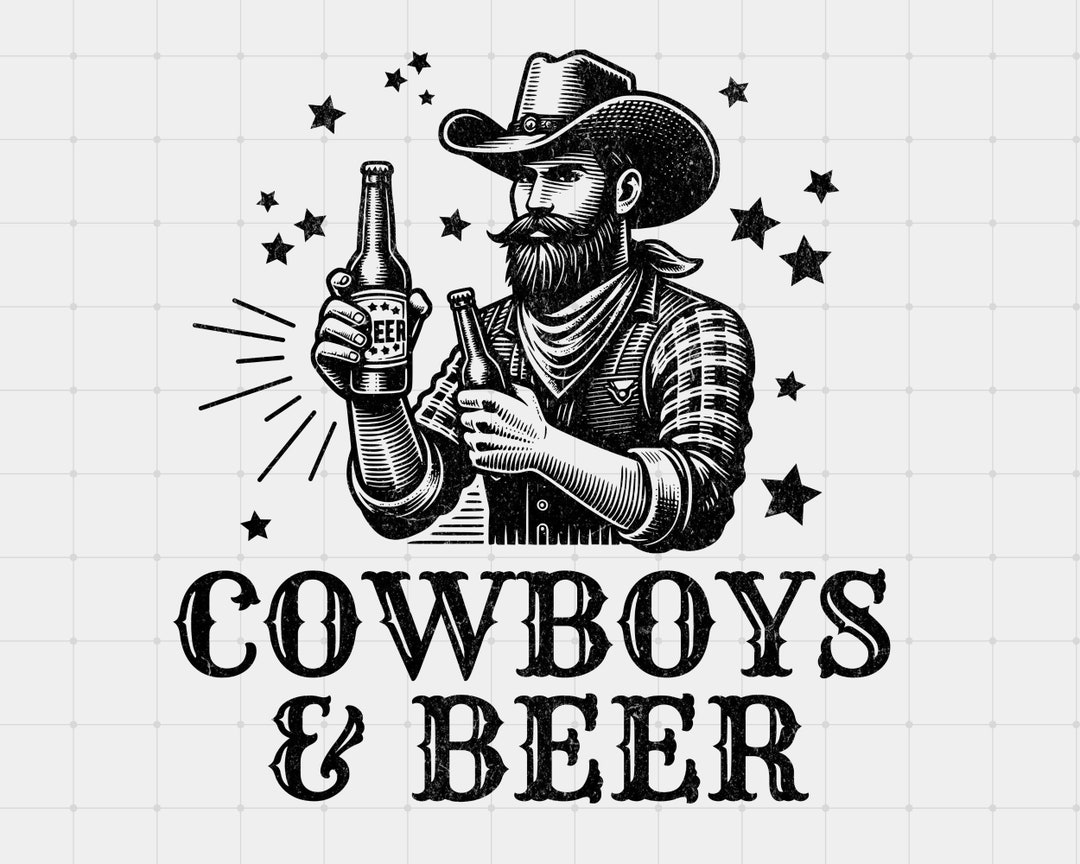Cowboys and Beer PNG, Country Western Printable, POD Design, Trendy PNG ...