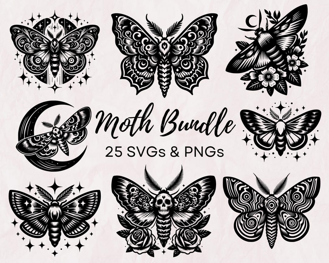 Moth SVG PNG Bundle, Moth Svg, Art Nouveau Moth Svg, Cricut Cut Files ...