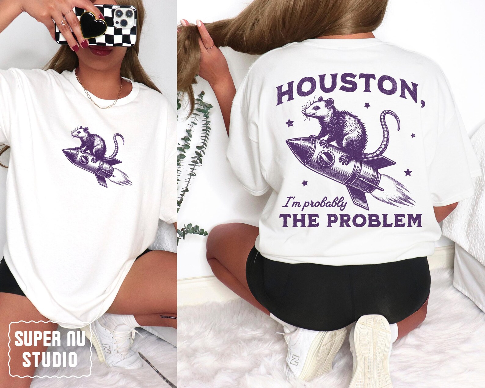 Houston I'm Probably the Problem PNG, Funny Opossum Rocket Retro Meme ...