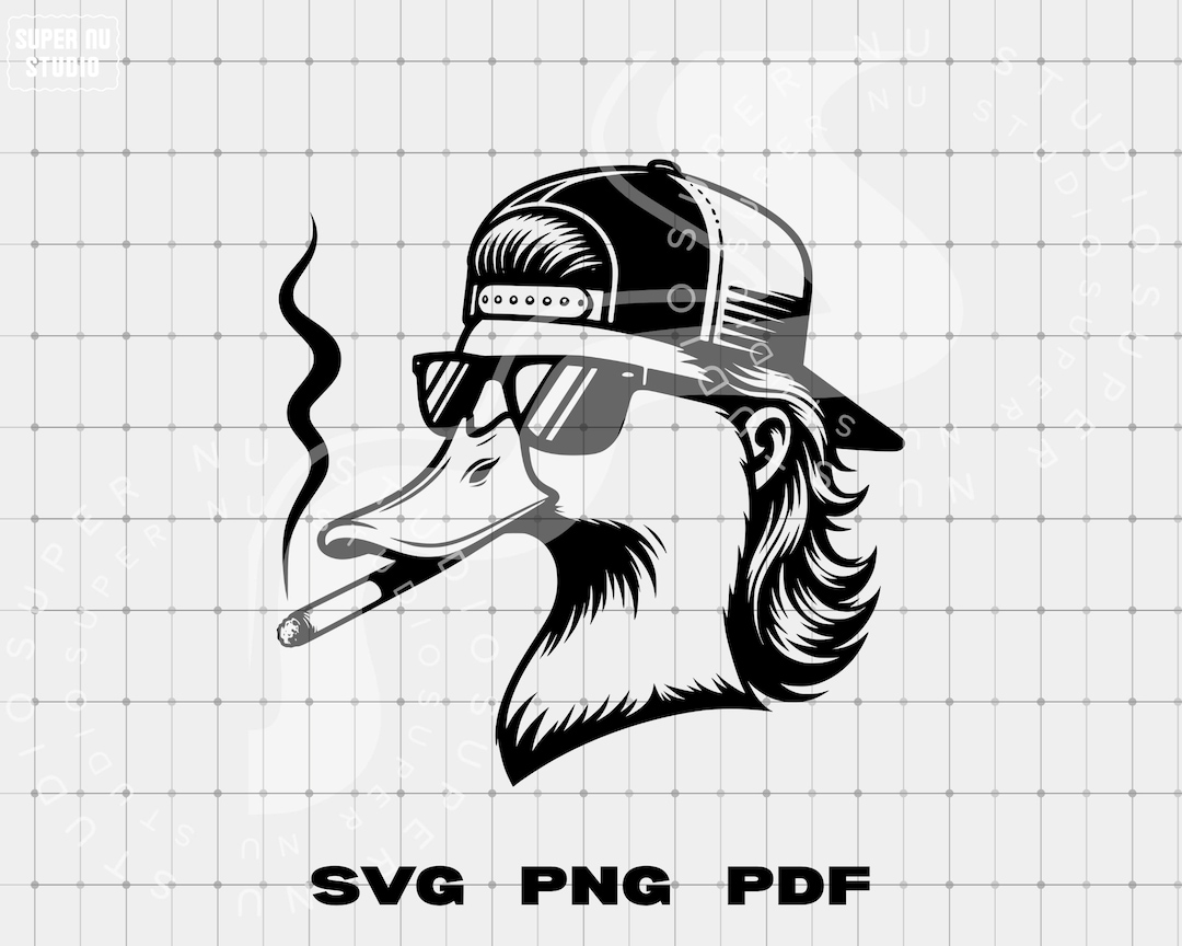 Duck With Mullet SVG, Smoking Duck Vector Silhouette Cameo Cricut SVG ...