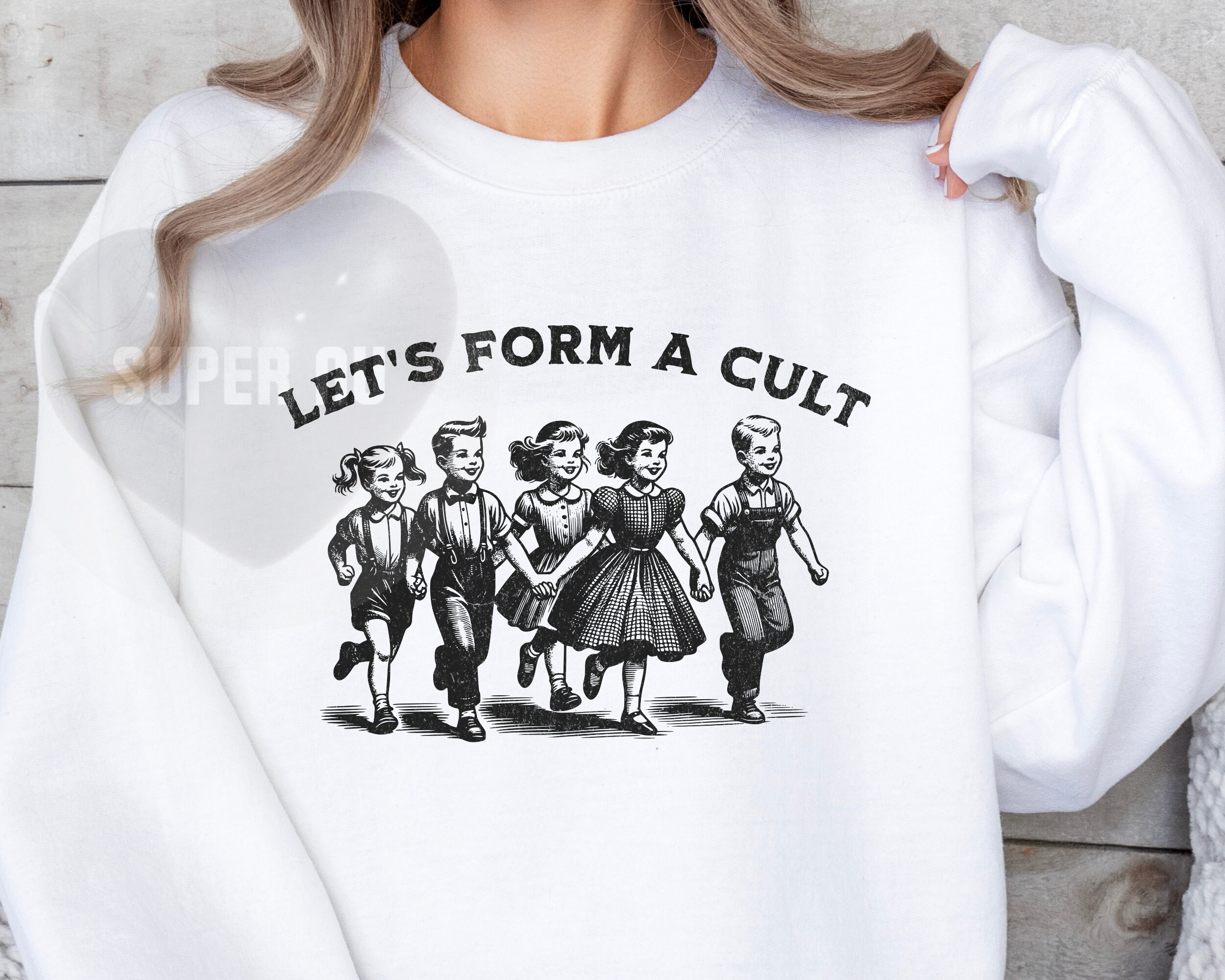 Let's Form a Cult PNG, Funny Retro Illustration Meme Graphic Printable ...