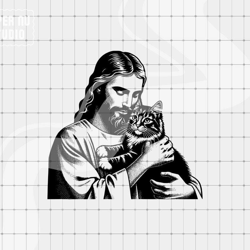 Cat Jesus Art - Etsy