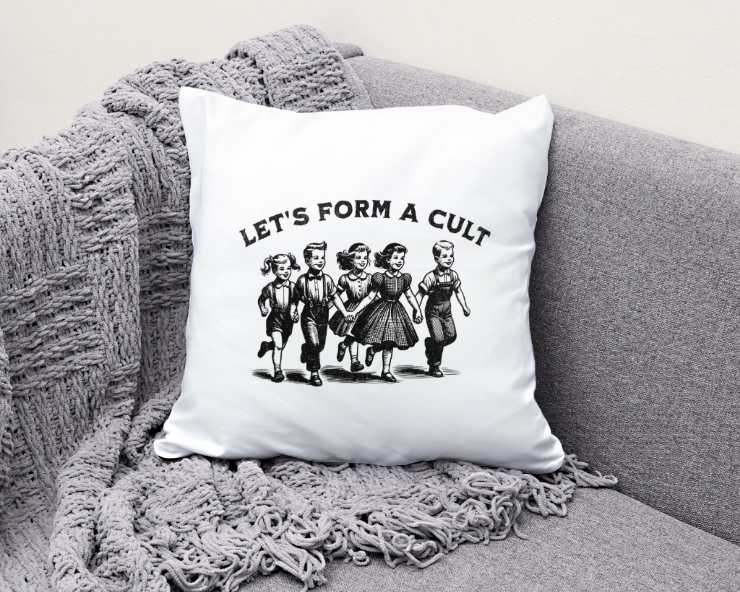 Let's Form a Cult PNG, Funny Retro Illustration Meme Graphic Printable ...