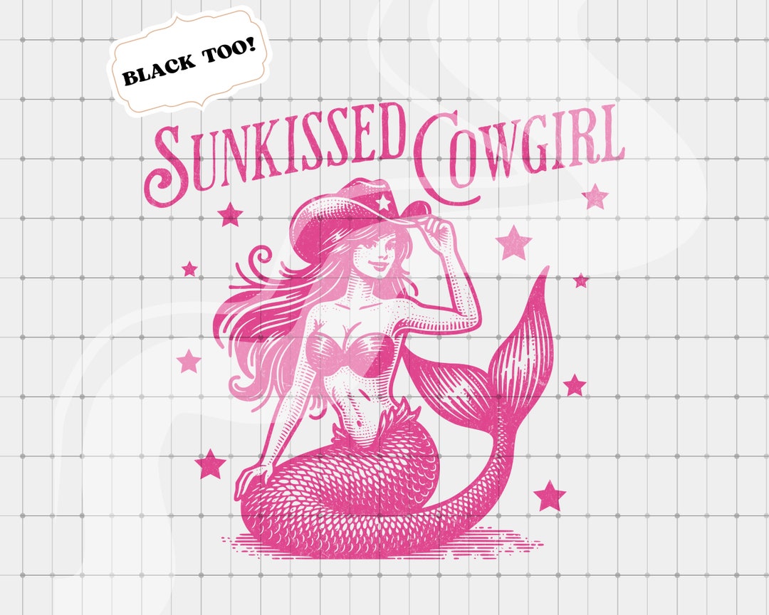 Sunkissed Cowgirl Mermaid PNG, Retro Cowgirl Graphic Printable, POD ...