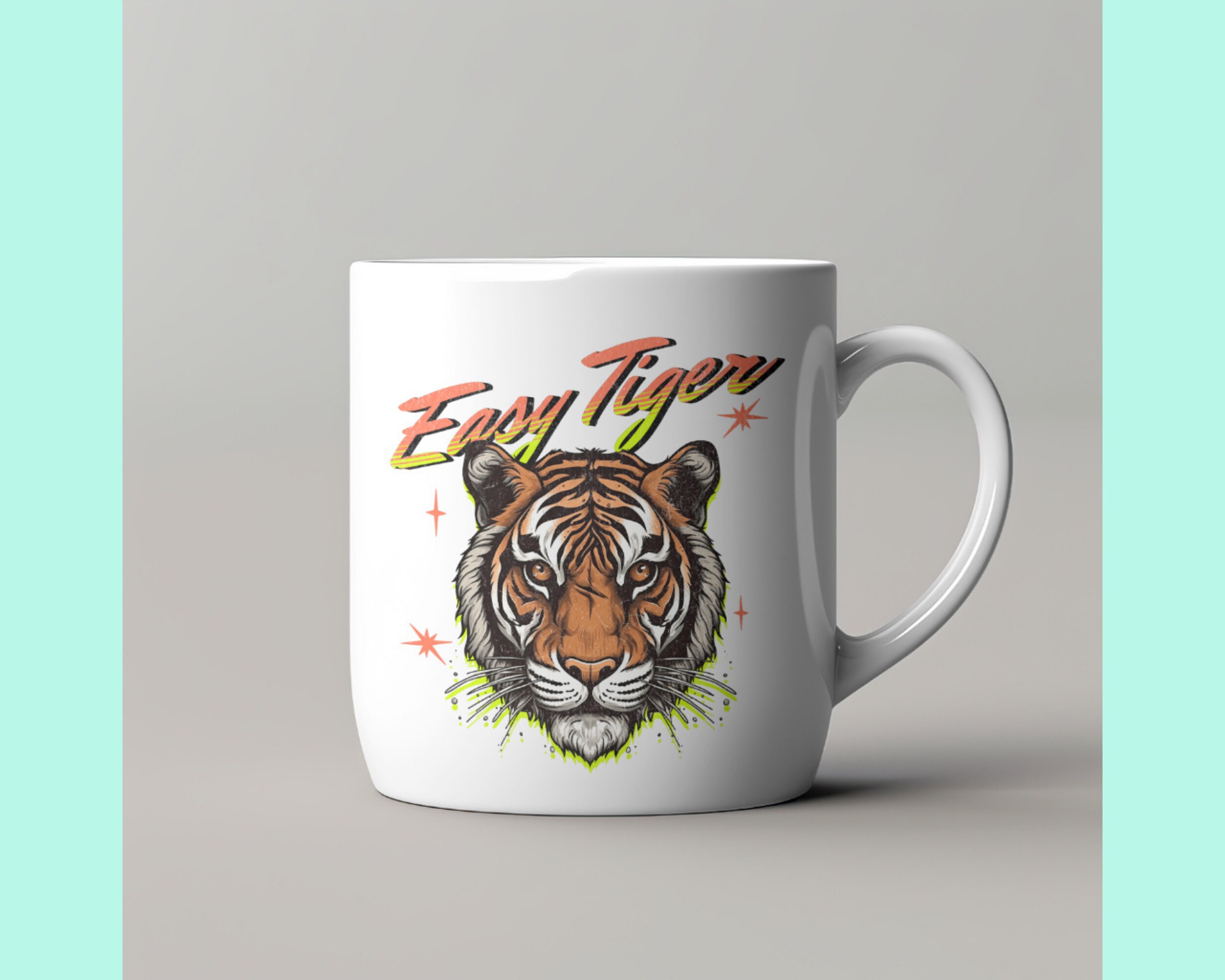 Easy Tiger PNG, Funny Retro Tiger Meme Graphic Printable, POD Design ...