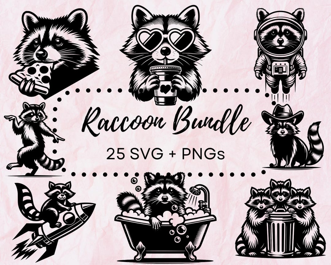 Raccoon SVG/PNG Bundle, Funny Raccoon Svg, Raccoon Meme Svg, Vintage ...