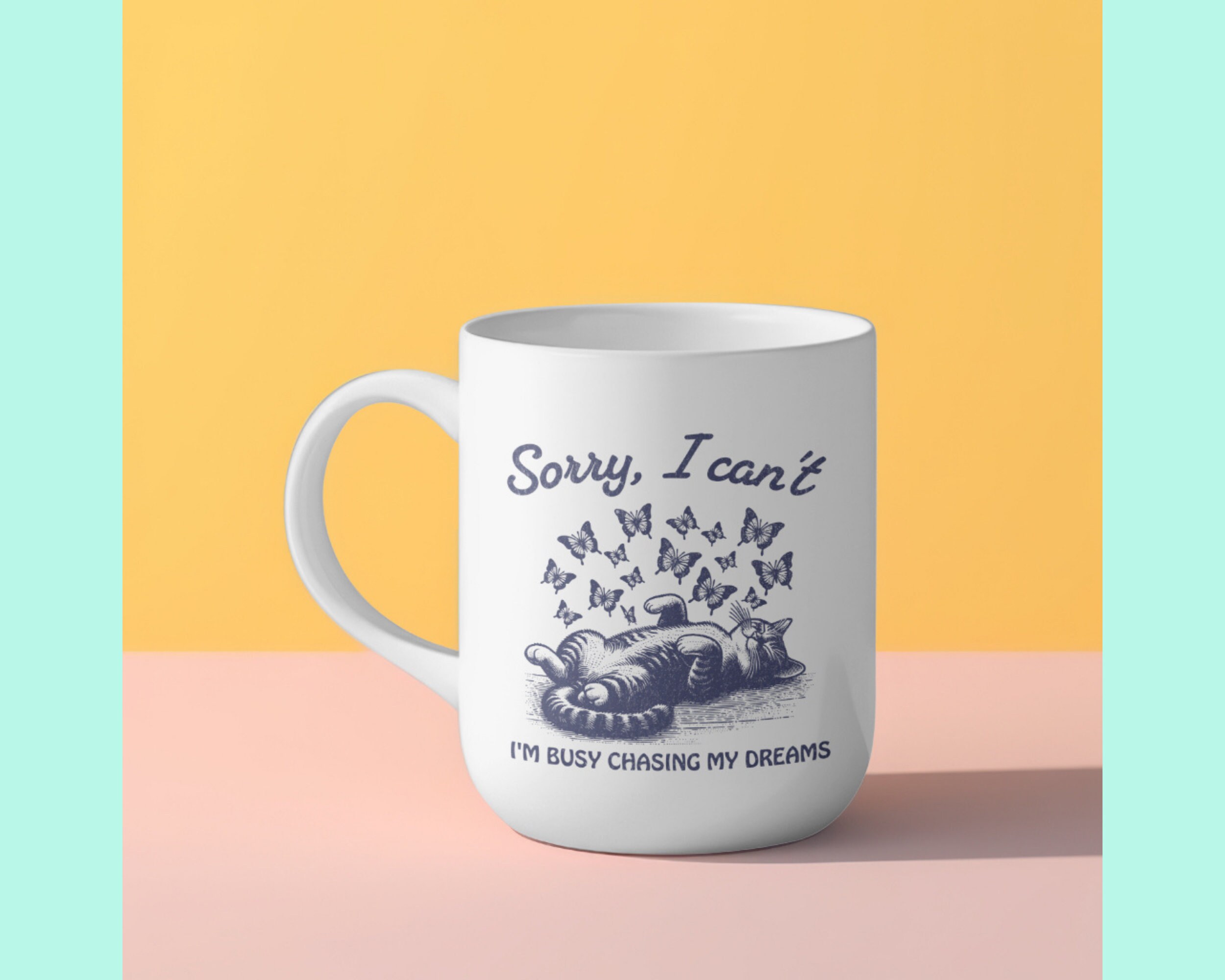 Sorry I Can't I'm Busy Cat PNG, Funny Retro Meme Graphic Printable, POD ...