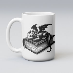 Cottagecore Book Dragon PNG, Fantasy Baby Dragon Printable, Bookworm ...