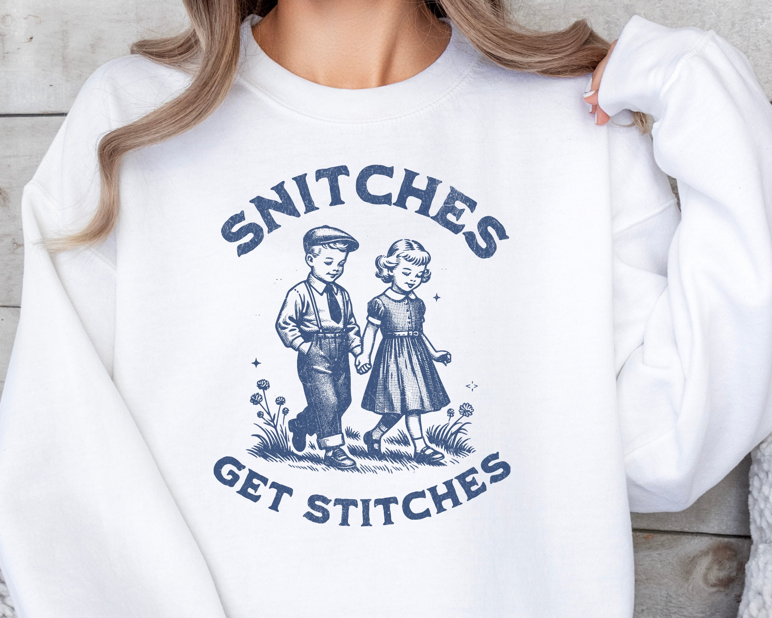 Snitches Get Stitches PNG, Retro Illustration Graphic Printable, POD ...