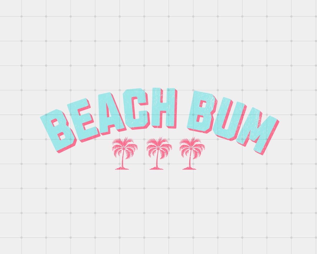 Beach Bum PNG, Varsity Collegiate Summer Palm Tree Graphic Printable ...