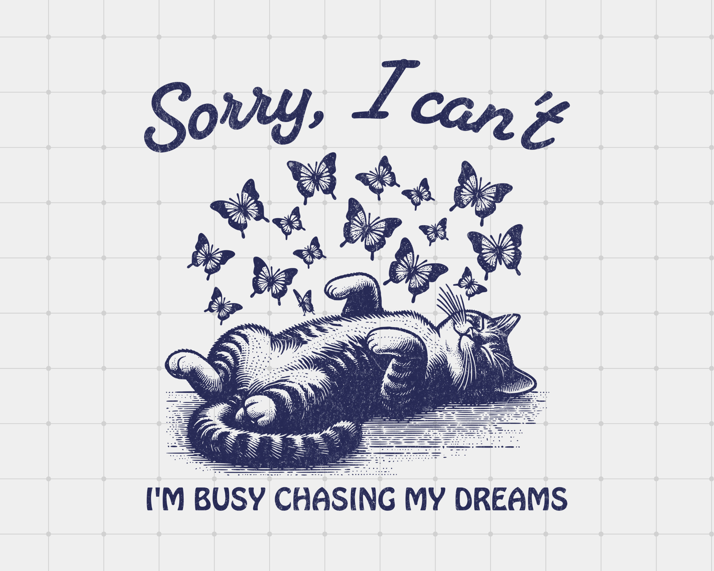 Sorry I Can't I'm Busy Cat PNG, Funny Retro Meme Graphic Printable, POD ...