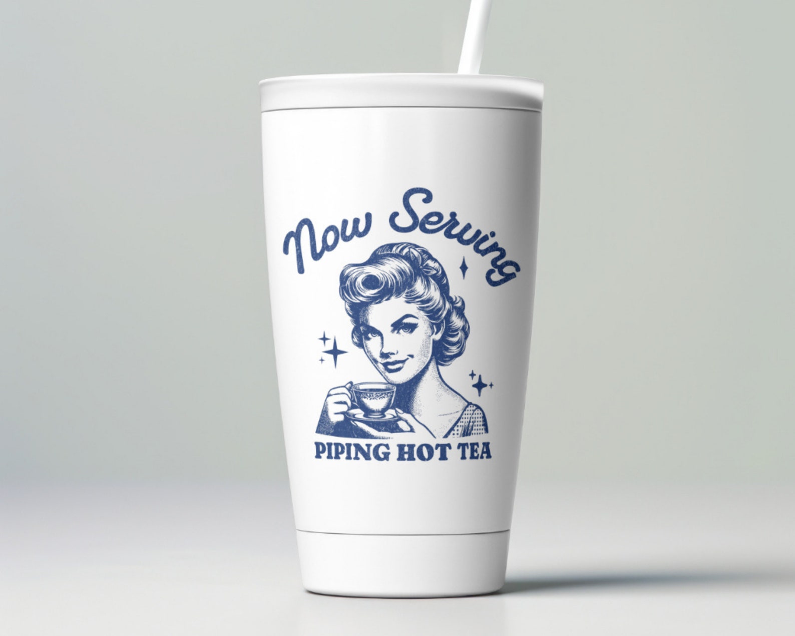 Now Serving Piping Hot Tea PNG, Funny Retro Illustration Meme Graphic ...