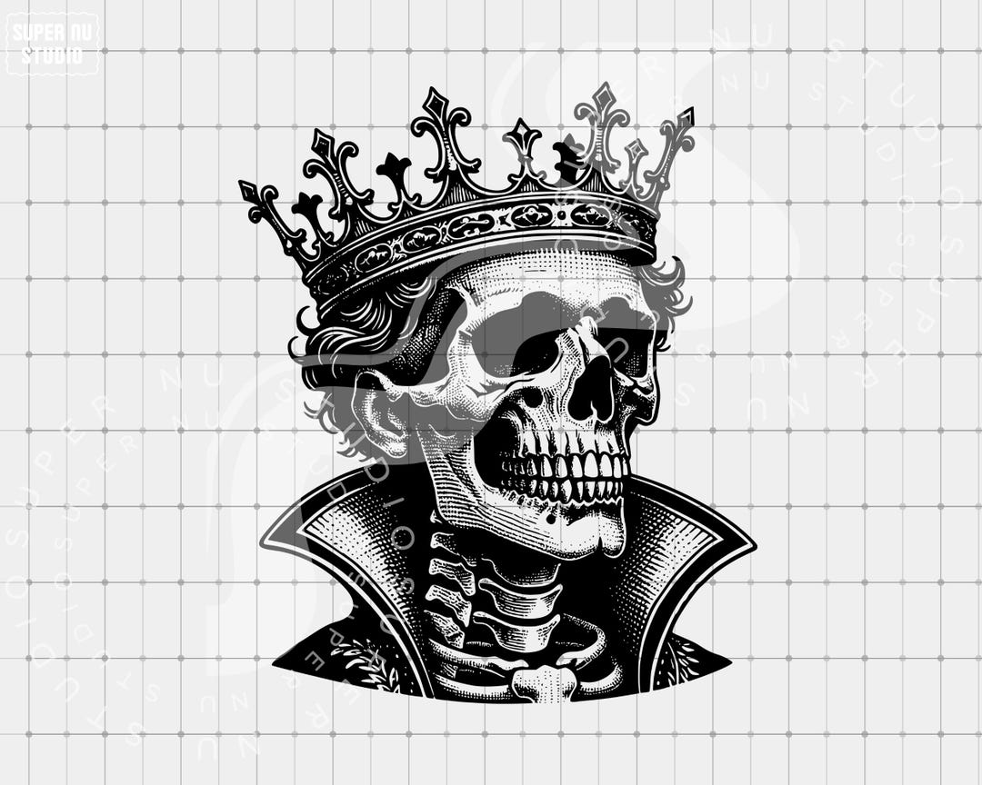 Skeleton With Crown PNG, Retro Sublimation Design Trendy Clipart ...