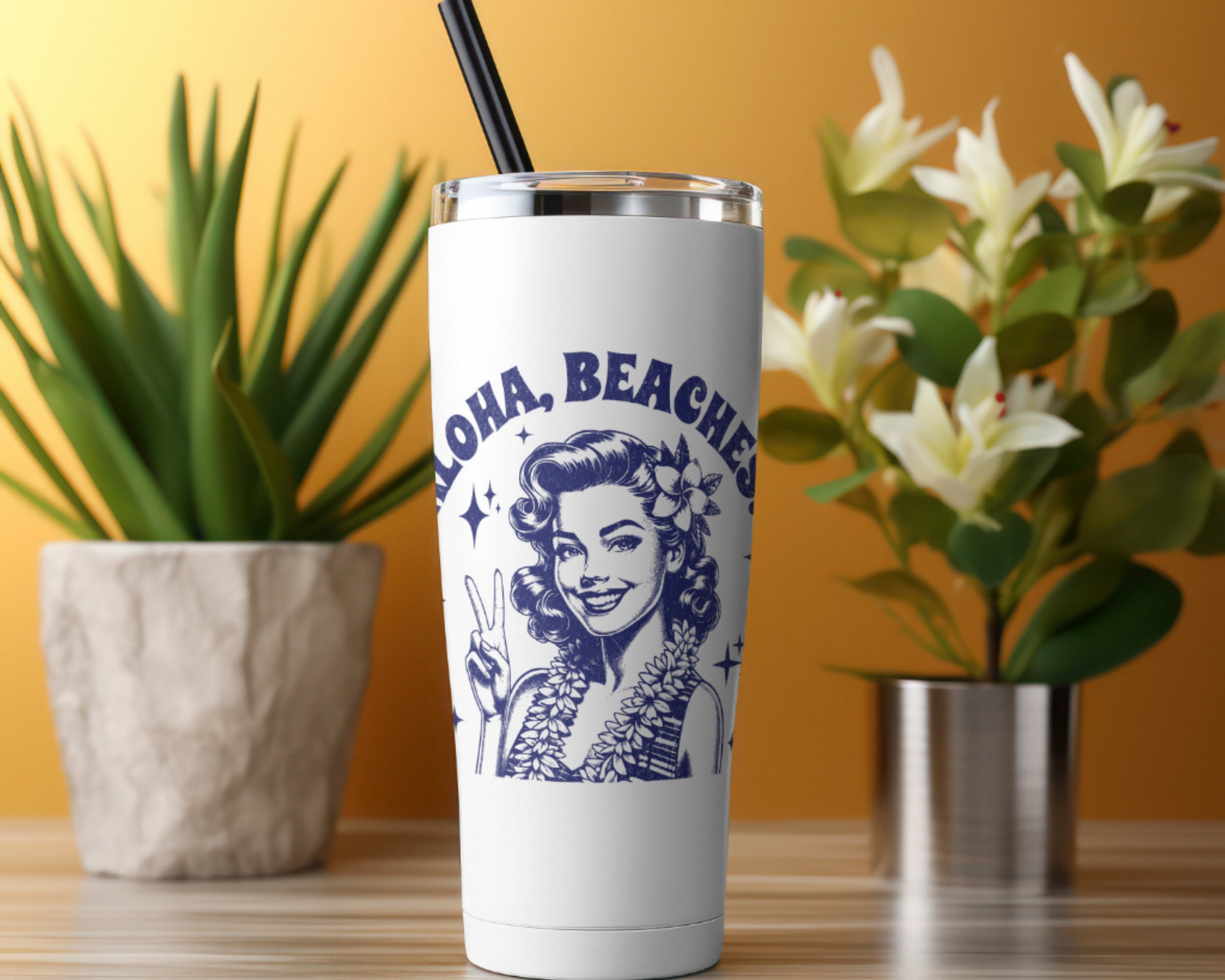 Aloha Beaches PNG, Funny Retro Woman Graphic Printable, POD Design ...