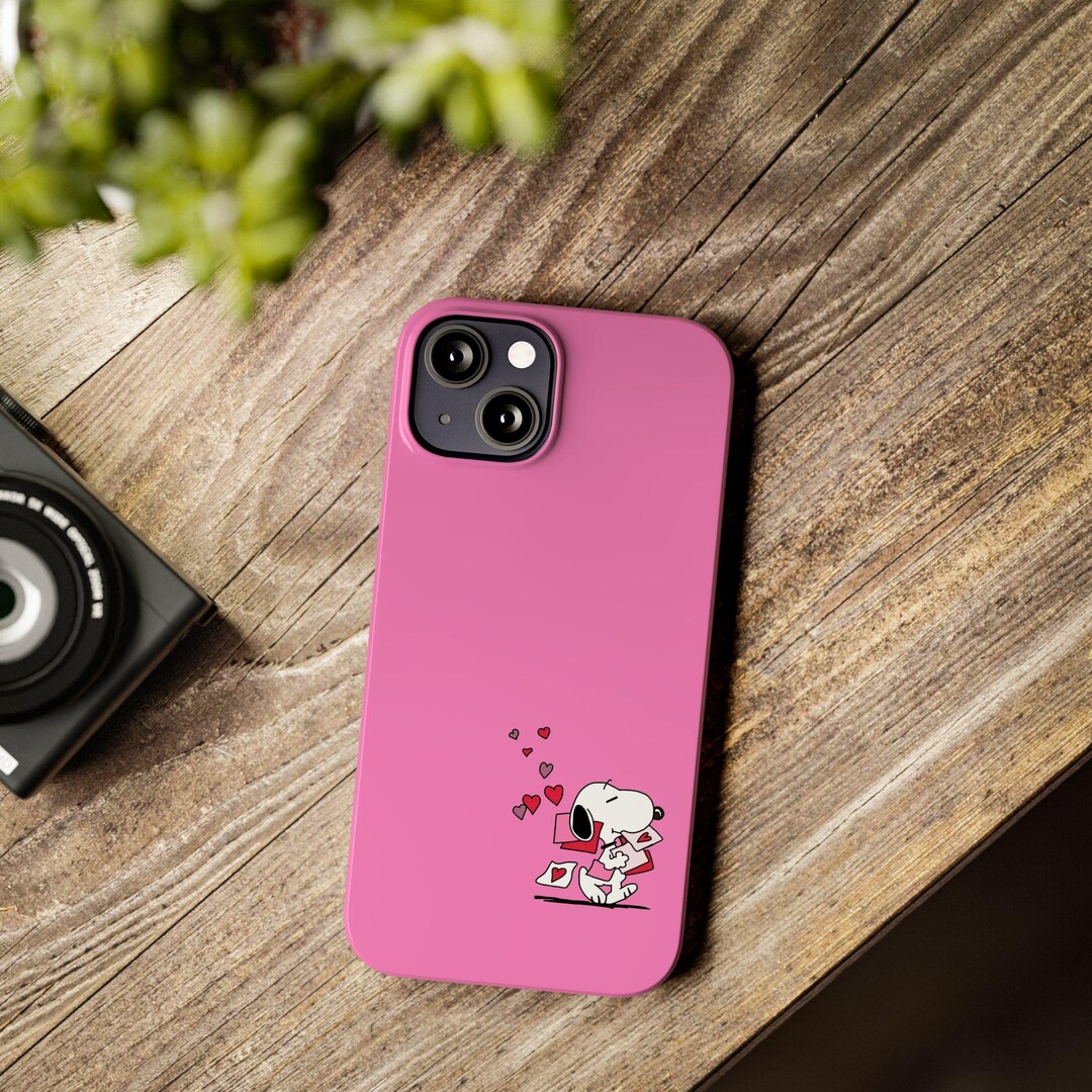 Snoopy Slim Phone Case, Pink Cartoon Character Cover, Gift for Dog ...