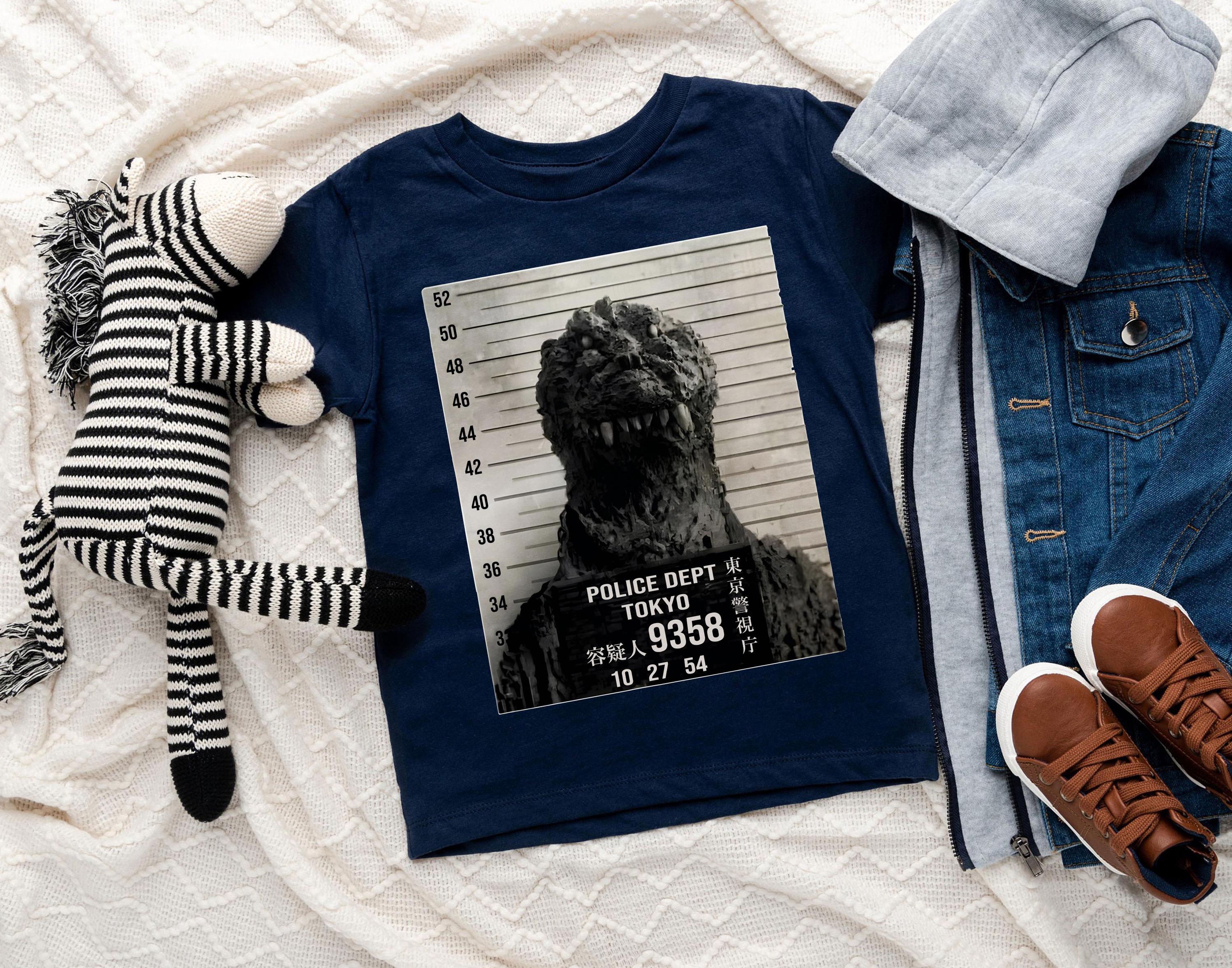 Youth Godzilla Mugshot Shirt, Funny Godzilla Youth Shirt, King of ...