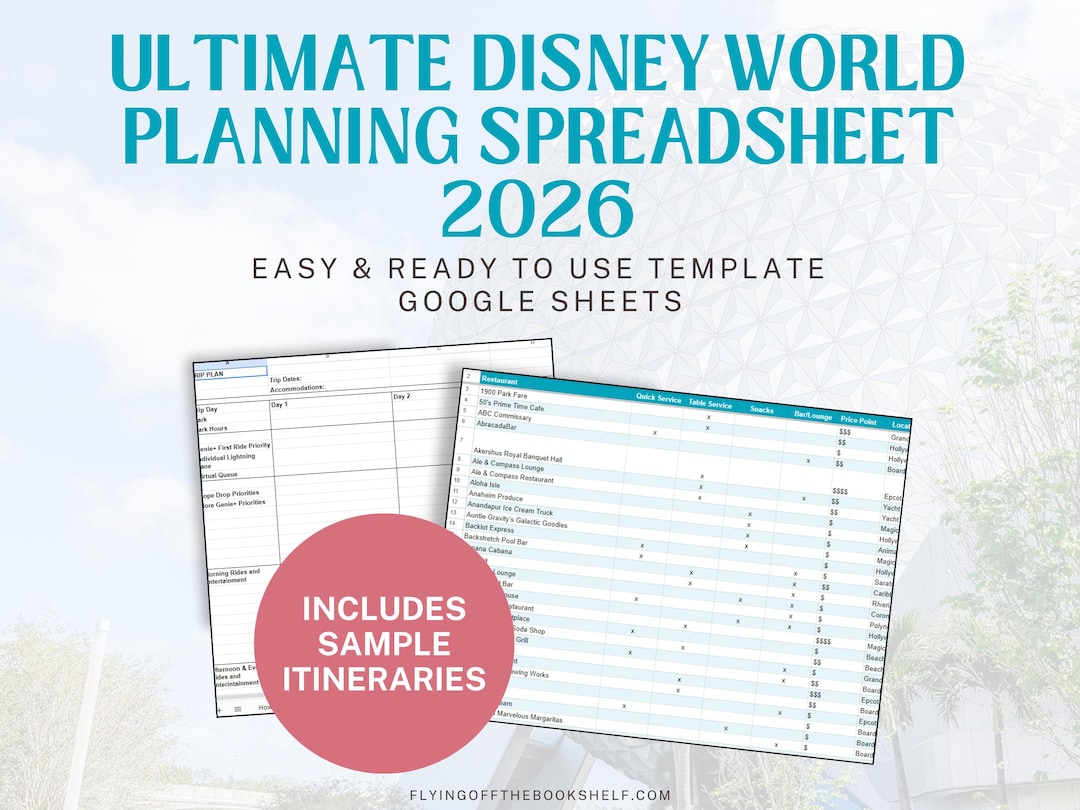 WDW 2026 Planning Spreadsheet - Etsy