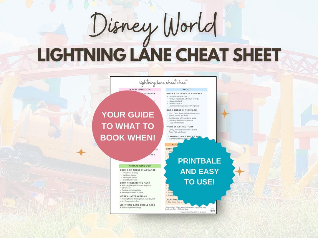WDW Lightning Lane Cheat Sheet | Lightning Lane Multi Pass & Single ...
