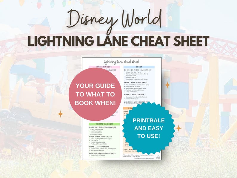 WDW Lightning Lane Cheat Sheet: Ride Guide (digital Download) - Etsy