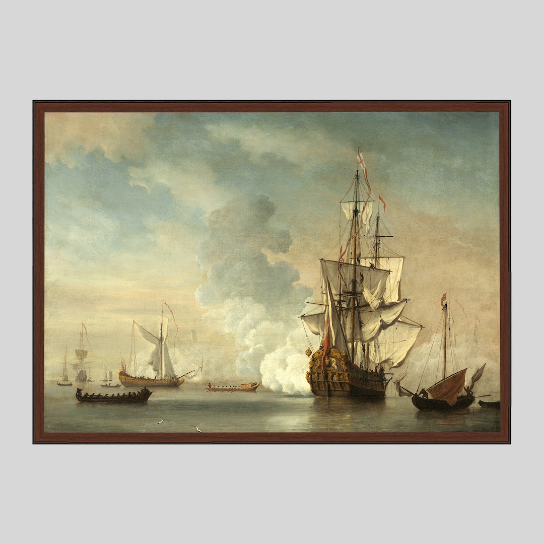 Vintage Warships Painting | Old English Sailing Ship Art Prints ...