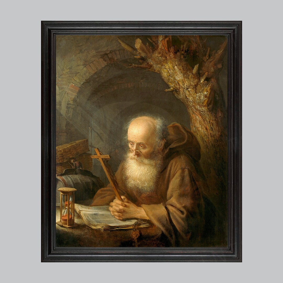 Historical Religious Scene Painting, Antique Portrait of a Monk, Oil ...