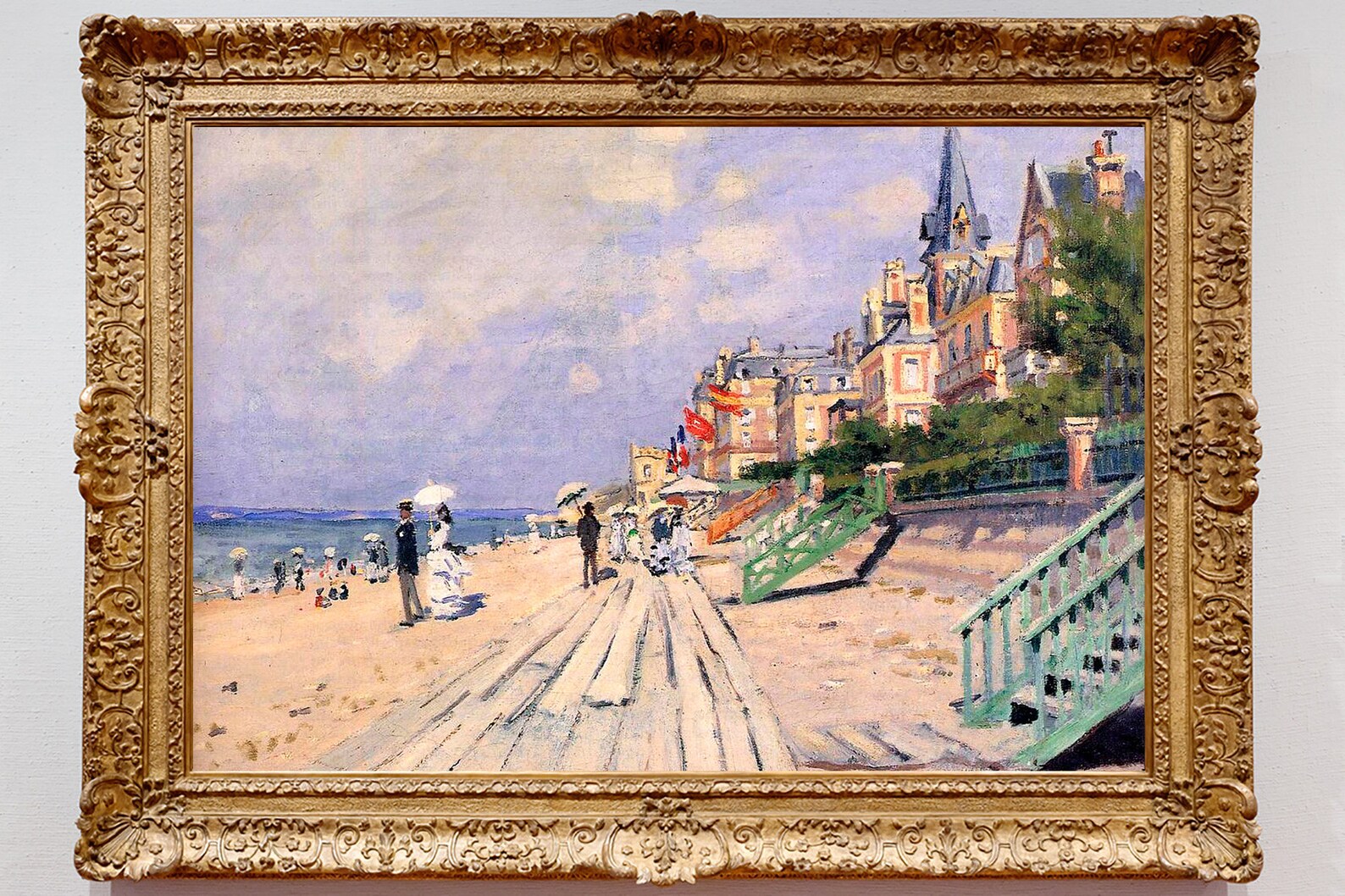 Vintage Seaside Painting, French Riviera Art, Beach Promenade ...