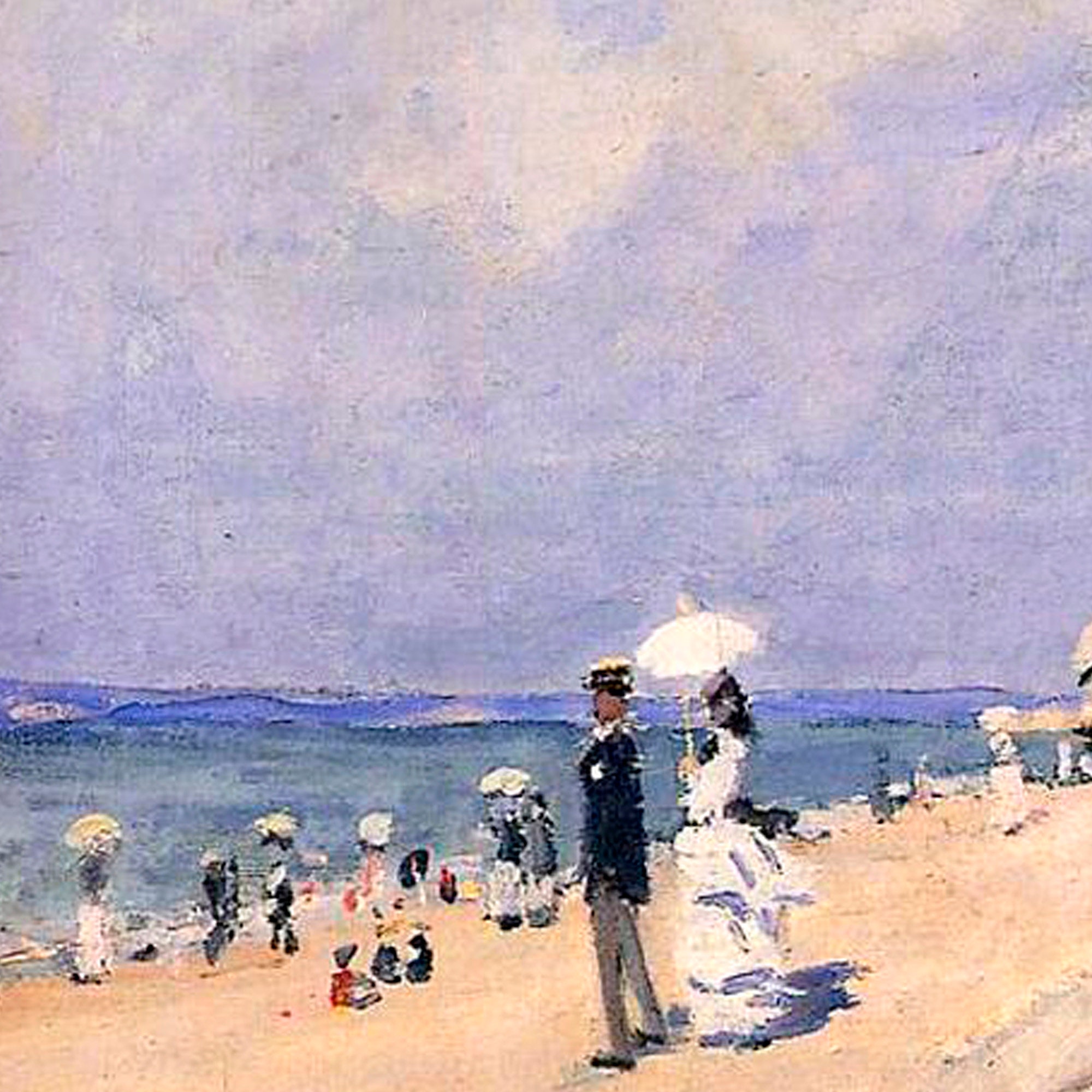 Vintage Seaside Painting, French Riviera Art, Beach Promenade ...