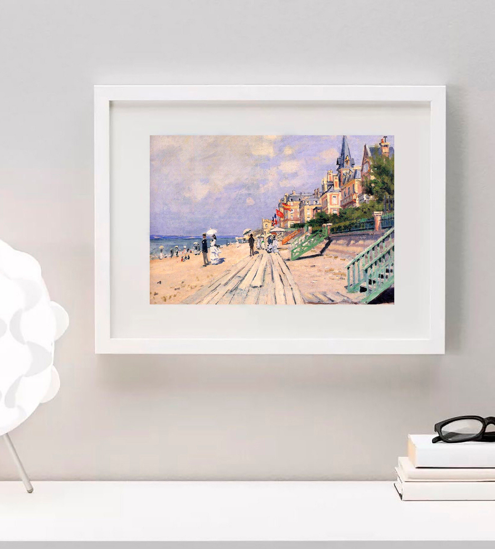 Vintage Seaside Painting, French Riviera Art, Beach Promenade ...