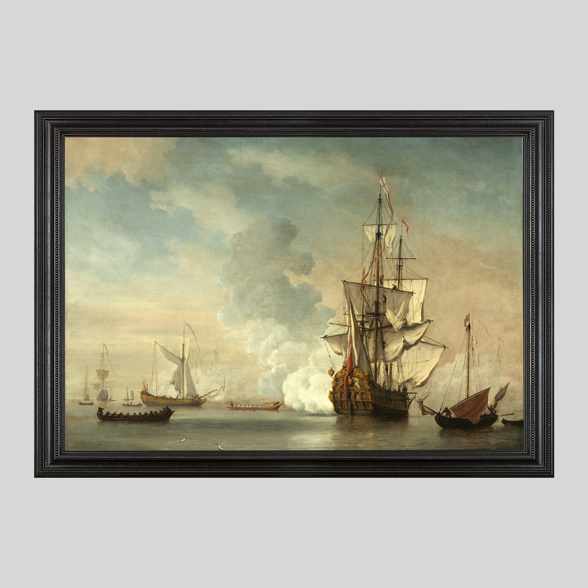 Vintage Warships Painting | Old English Sailing Ship Art Prints ...