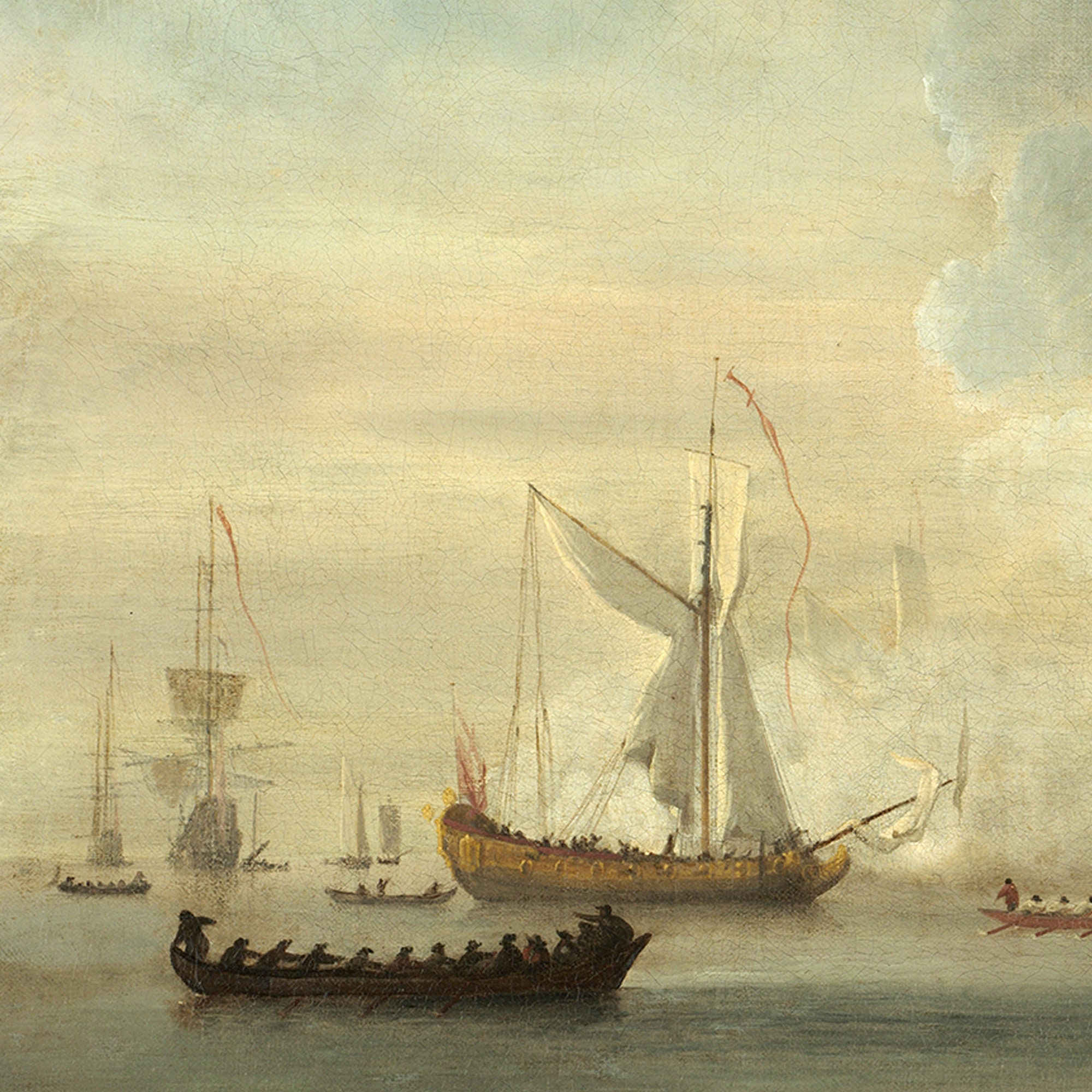 Vintage Warships Painting Old English Sailing Ship Art Prints Marine ...