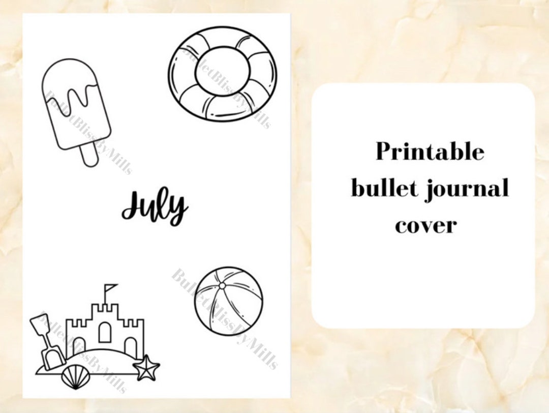 July Bullet Journal Cover Page - Etsy