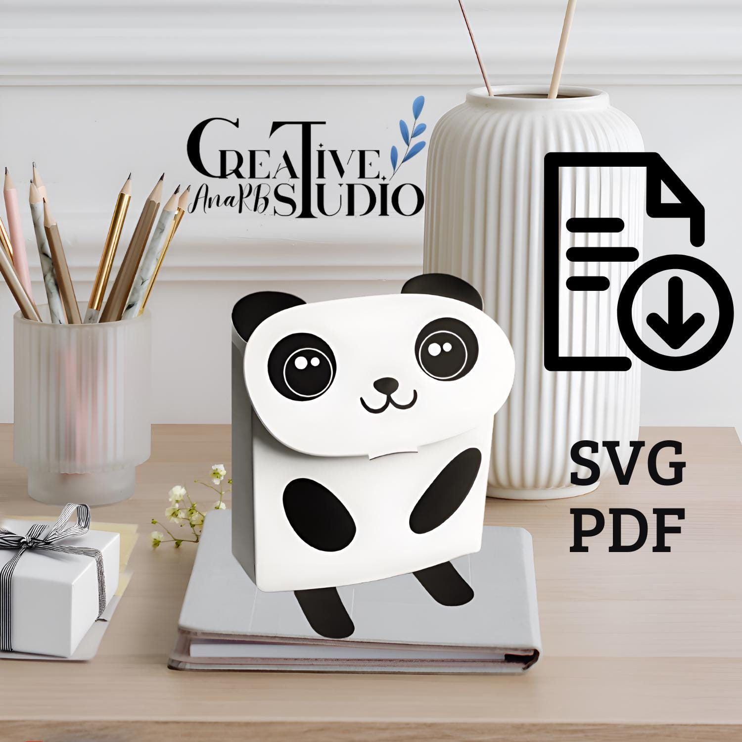 Animal Gift Box, SVG Gift Box Template, Digital Download, Cute Panda ...