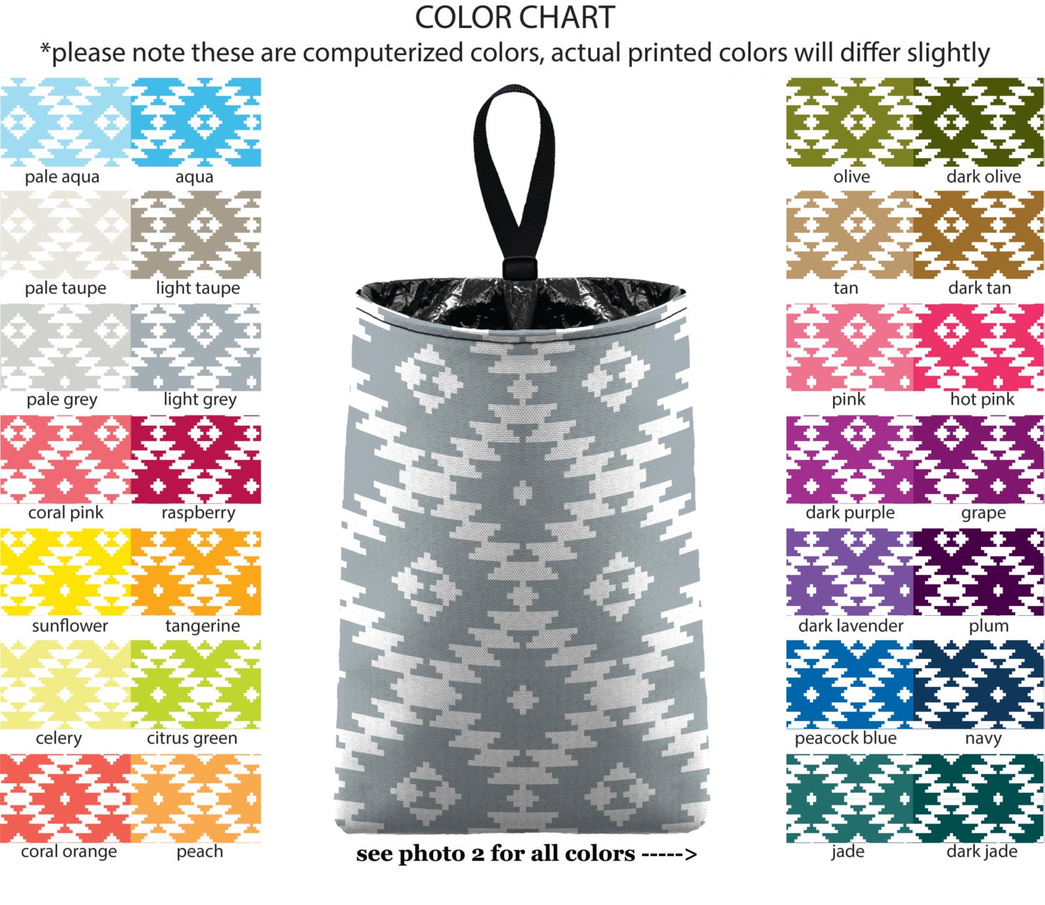 Auto Trash Aztec PICK YOUR COLOR Car Trash Bag Car | Etsy