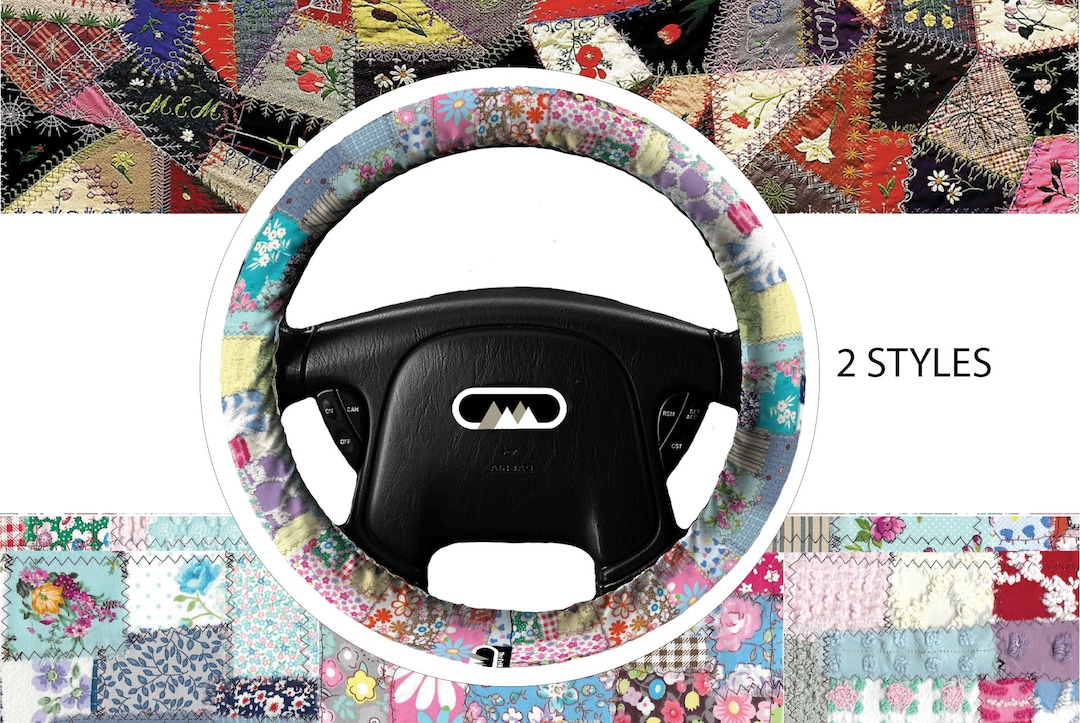 Lightly Padded Non Slip Steering Wheel Cover - Patchwork - Car ...
