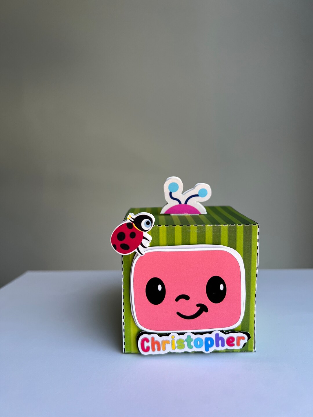 Cocomelon Party Theme Box, Milk Box With Bow and Cube Watermelon Box ...