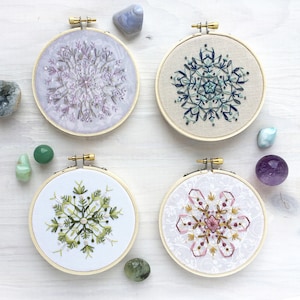 Four Mini Mandala Hand Embroidery Pattern PDF Download, Dreamcatcher ...