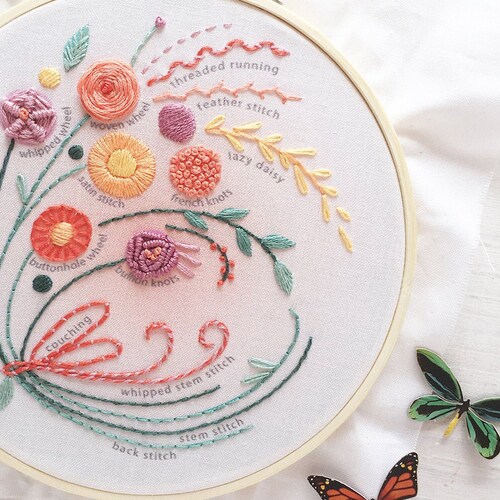 Stitch Sampler Full Kit Beginner Hand Embroidery Design - Etsy