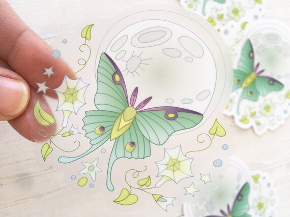 Clear Luna Moth Full Moon Transparent Vinyl Sticker Celestial - Etsy